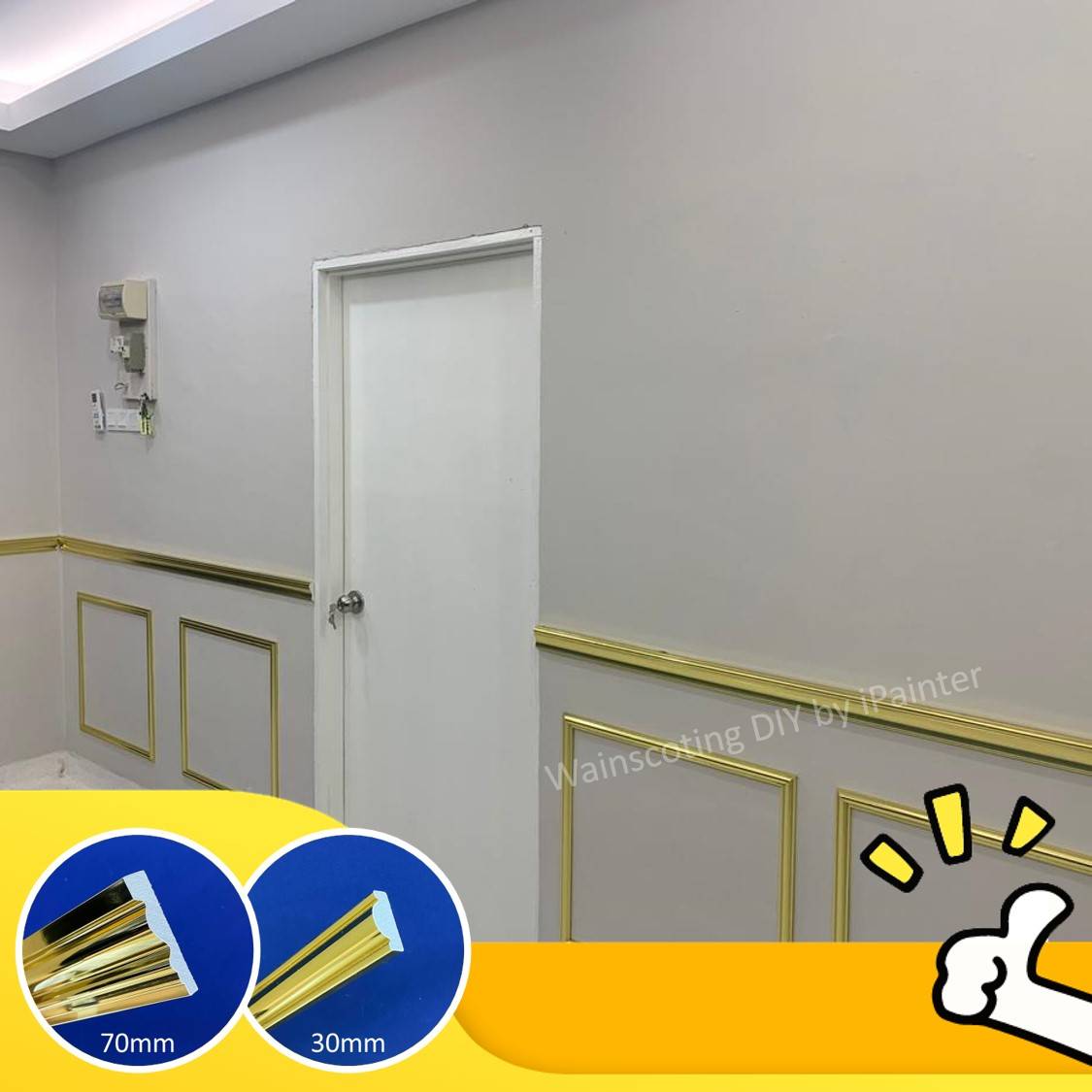 Set DIY Half Wainscoting Gold Chrome