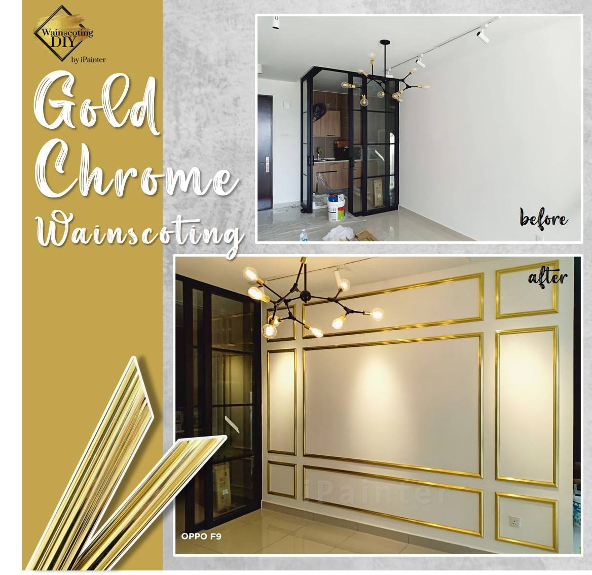 Gold Chrome Wainscoting 2400mm (PS)