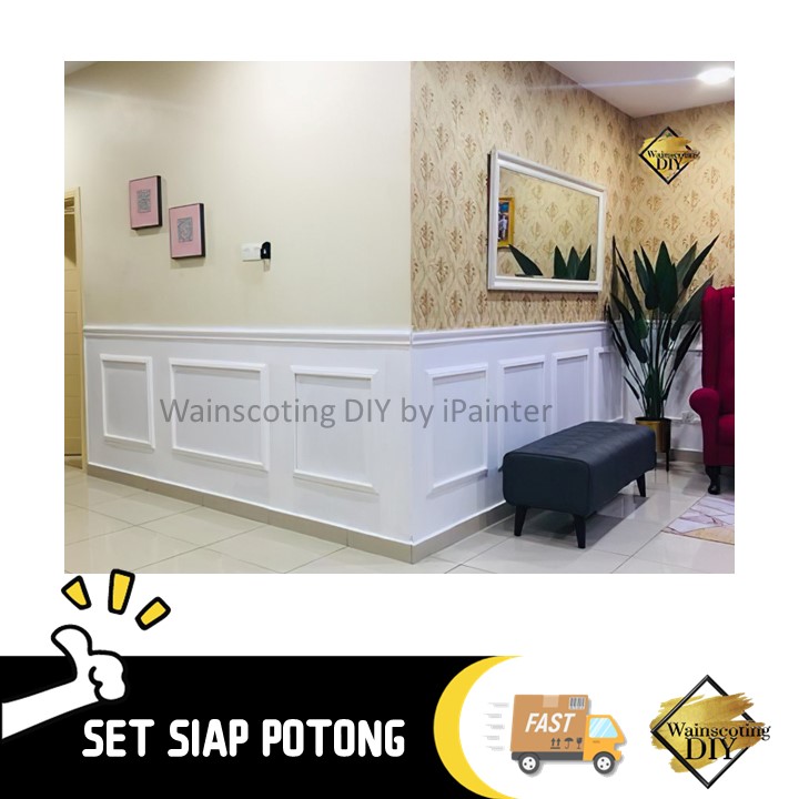 Set DIY Half Wainscoting PU White